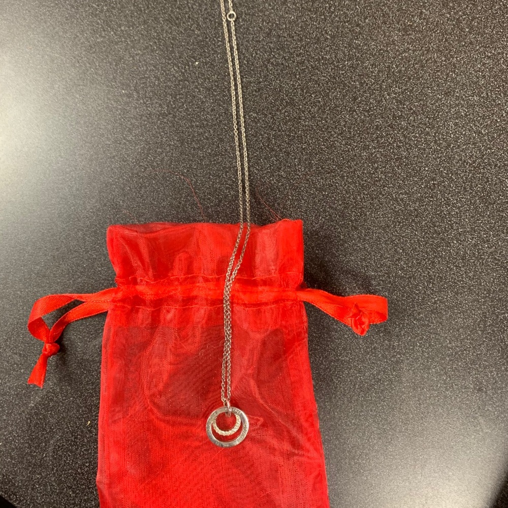 Coach Sterling Silver Script/Crystal Necklace - Gem